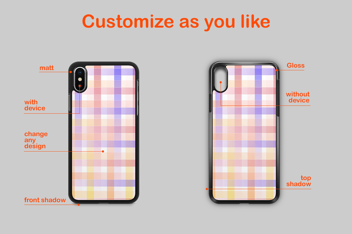 iPhone X 2DCase Mockup Back View