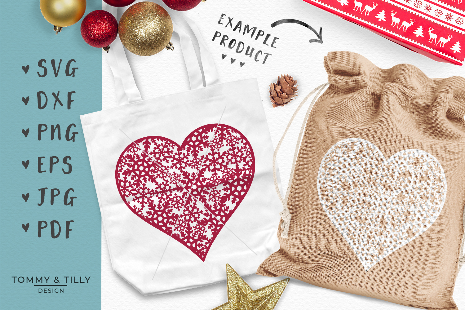 Snowflake Heart - SVG EPS DXF PNG PDF JPG Cut File