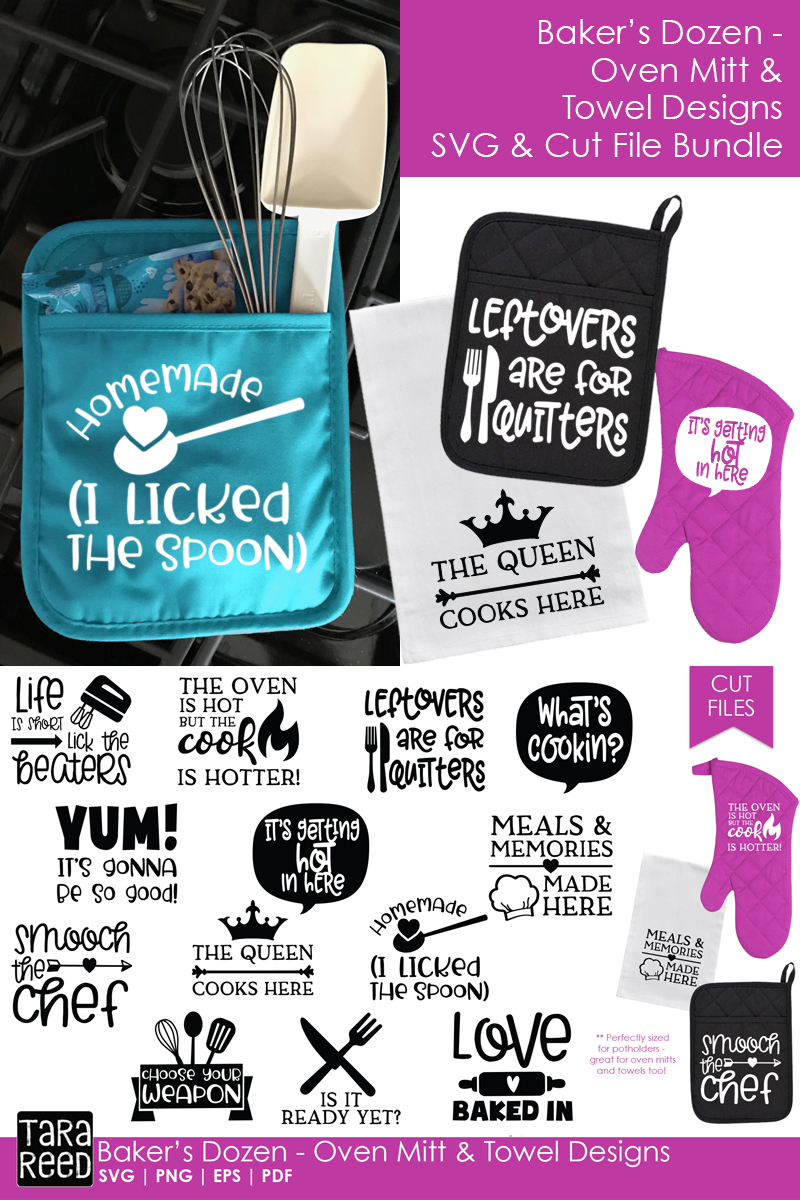 Baker's Dozen Oven Mitt and Towel Designs - Kitchen SVG (188644) | Cut ...