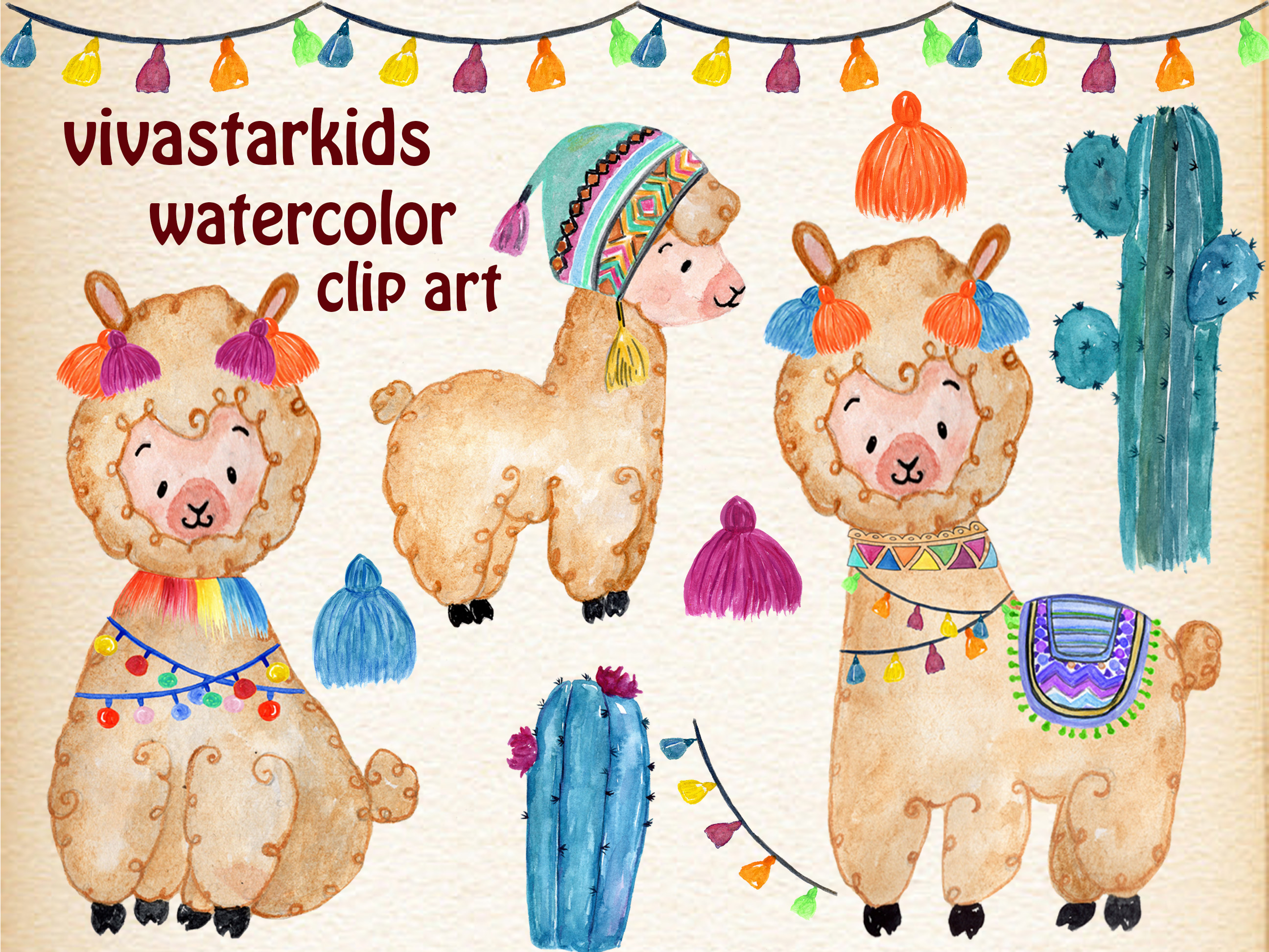 Watercolor Llama Clipart