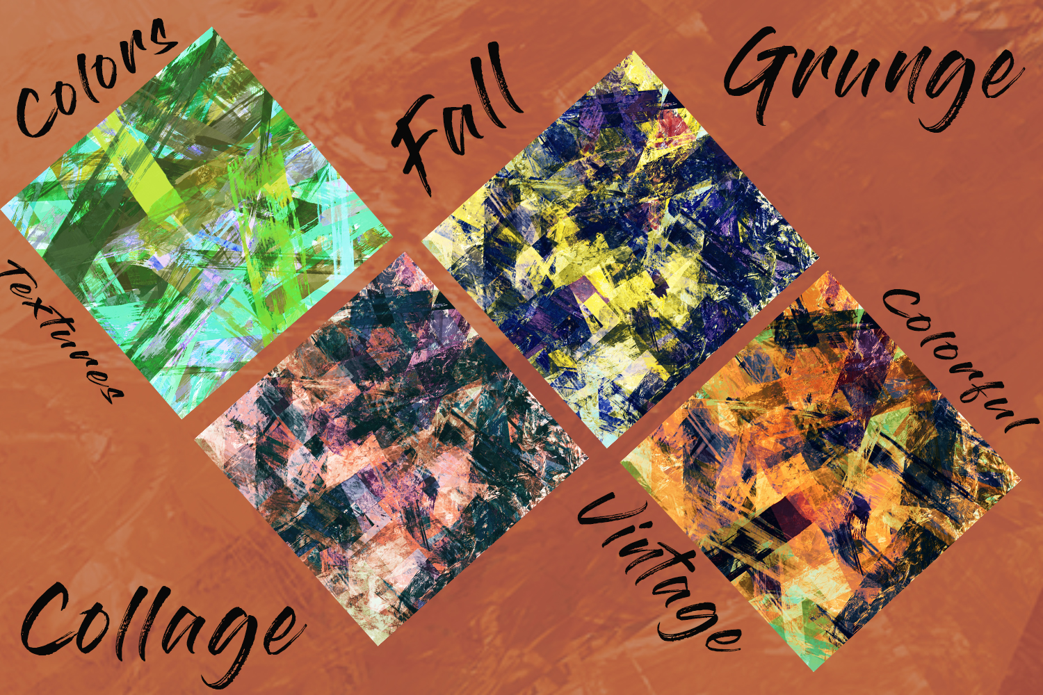 Abstract collage backgrounds. 15 Grunge textures pack (402973 ...