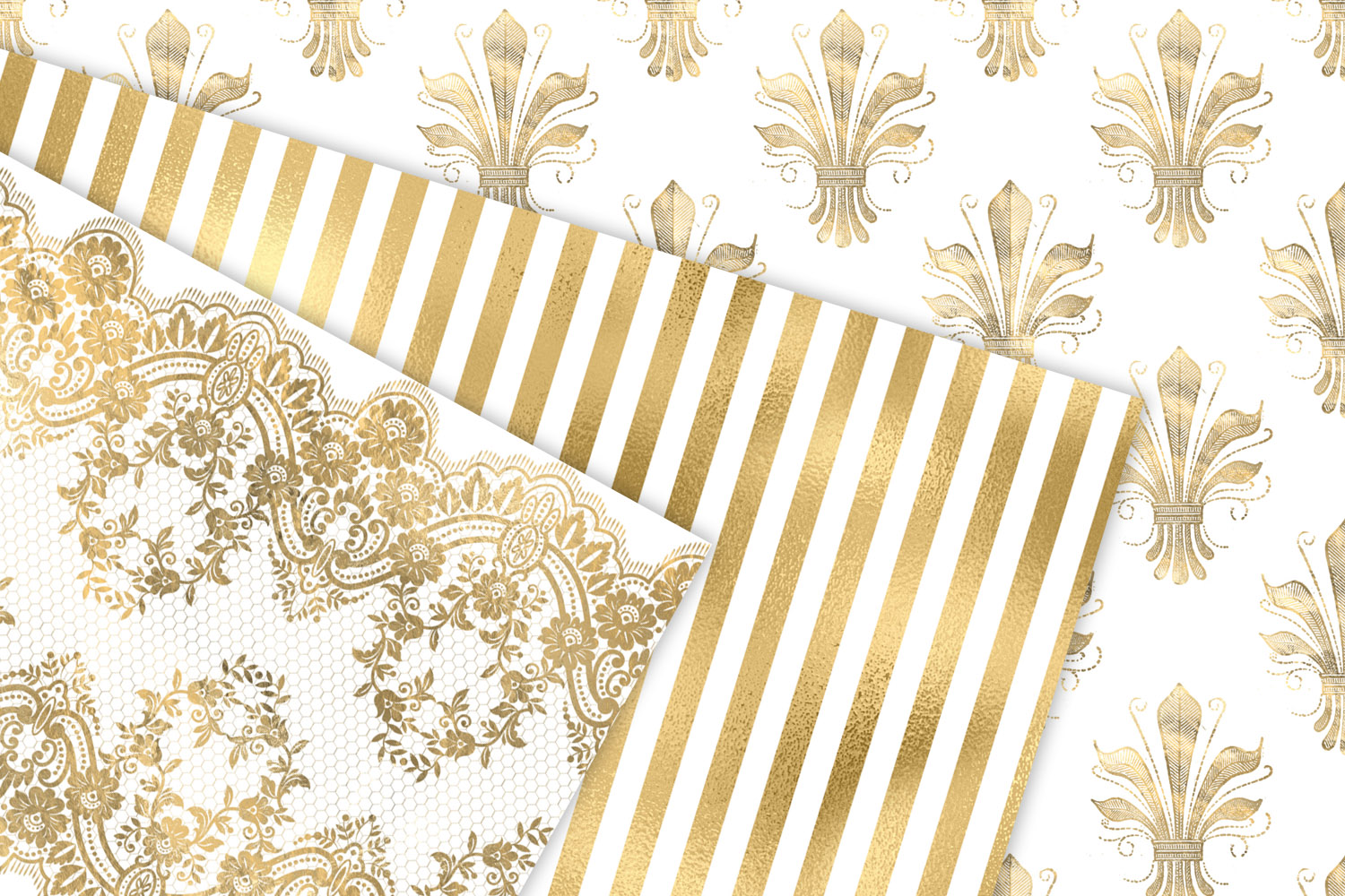 Victorian White and Gold Digital Paper