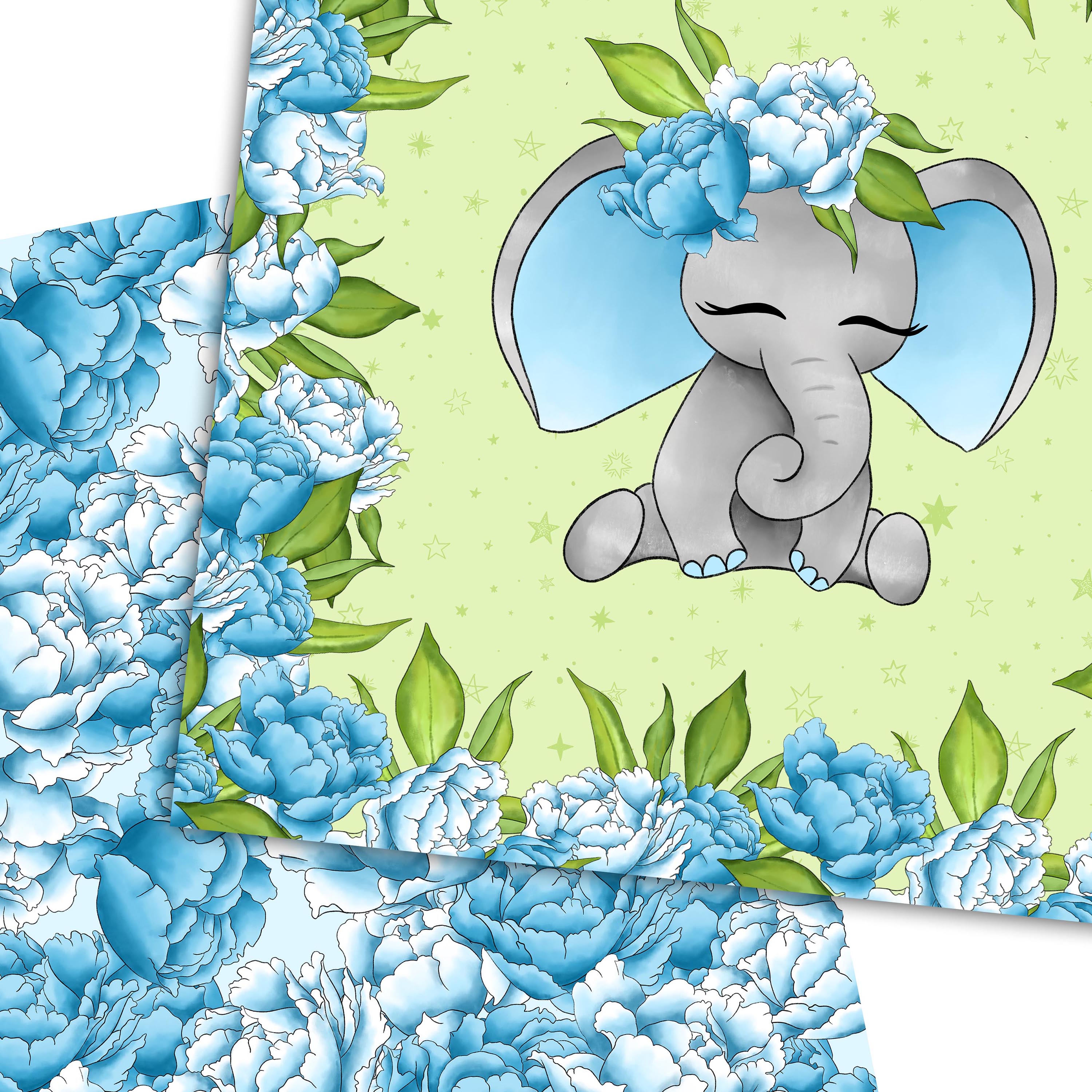 Baby elephant in blue