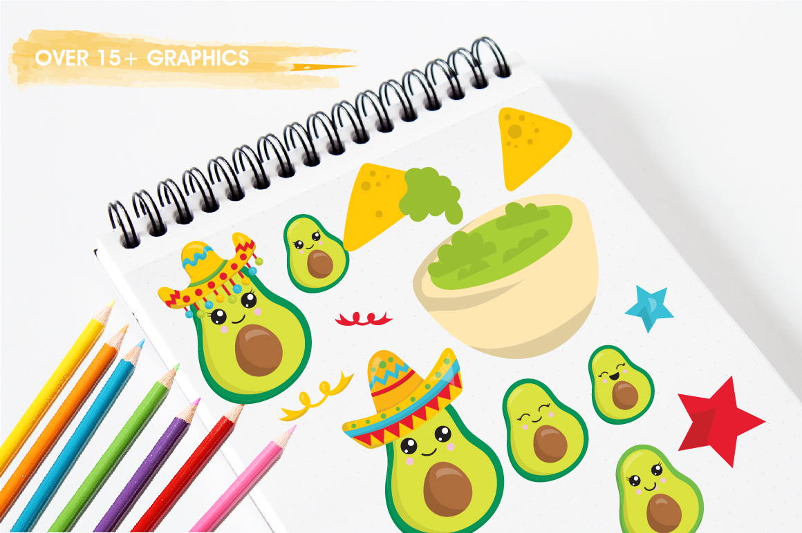 Avocado Fiesta graphics and illustrations