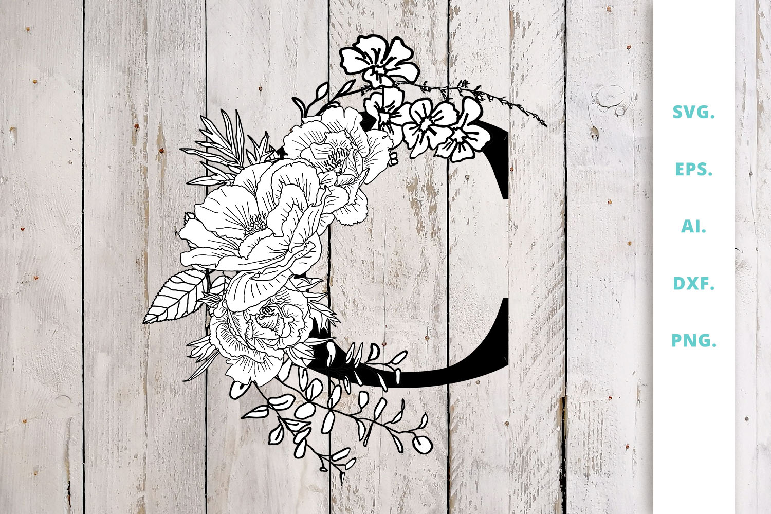 Floral Letter C Paper Cut file SVG/DXF