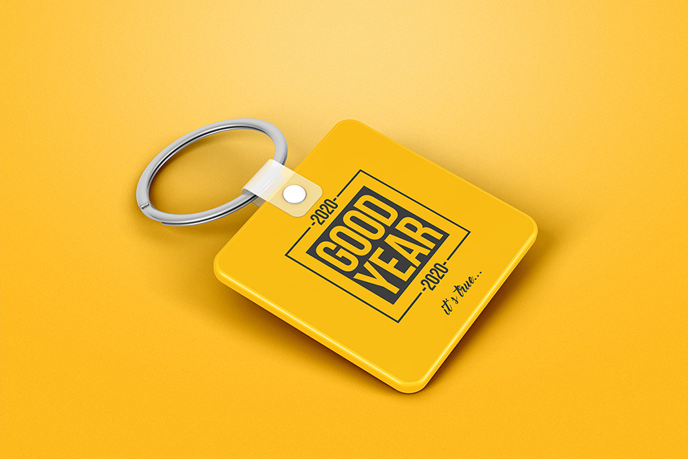 Square Keychain Mockup