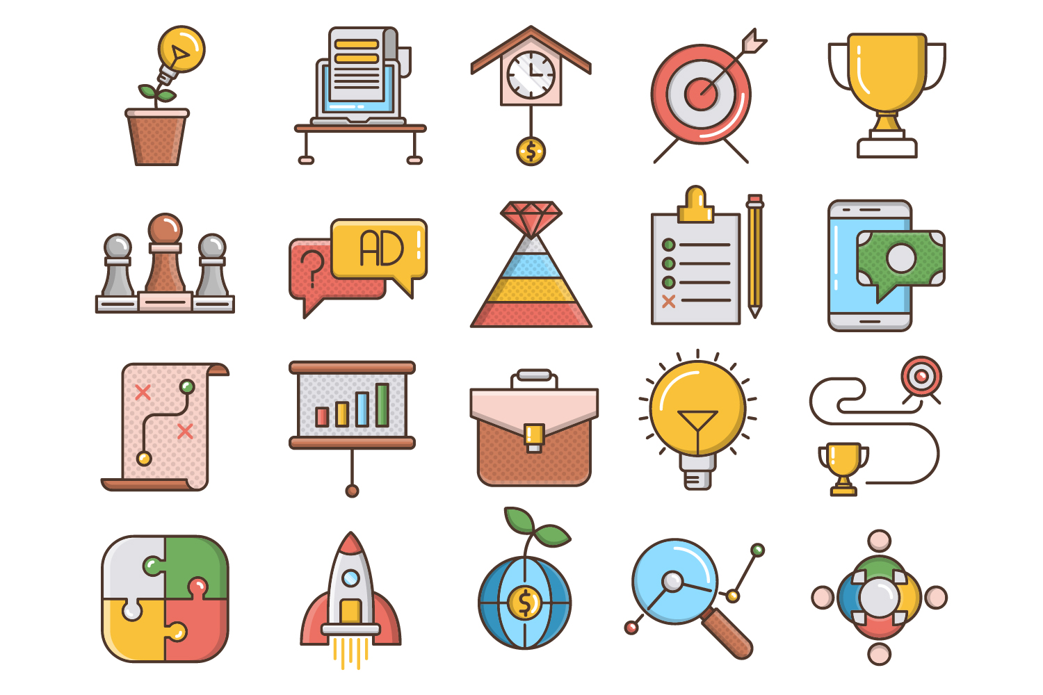 Strategy icons set (128277) | Icons | Design Bundles