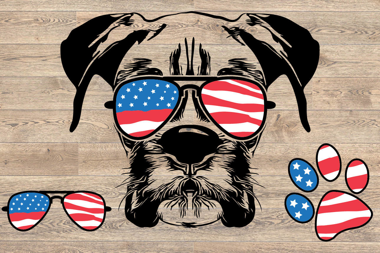 Boxer Dog USA Flag Glasses Paw SVG paw 868S (108232) | SVGs | Design ...
