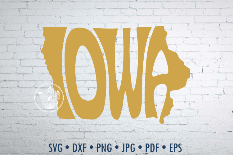Iowa Word Art, Svg Dxf Eps Png Jpg, Map shape, Cut file