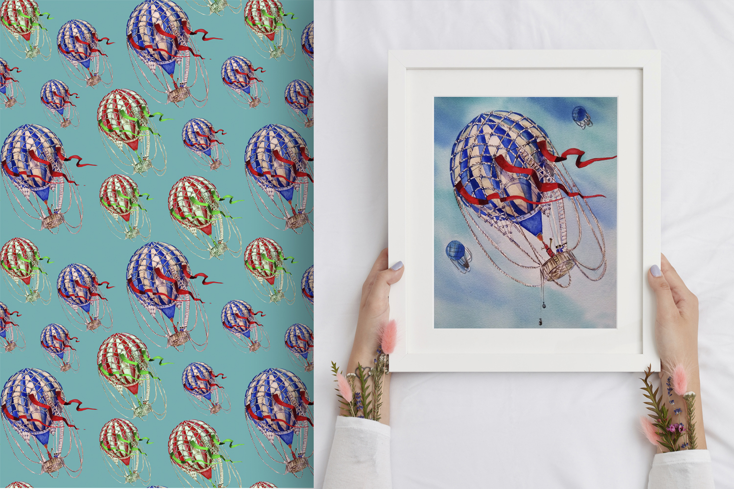 Balloon, balloon poster, watercolor print (539504) | Illustrations ...