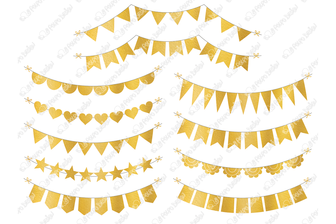 Gold Foil Bunting Banners clipart