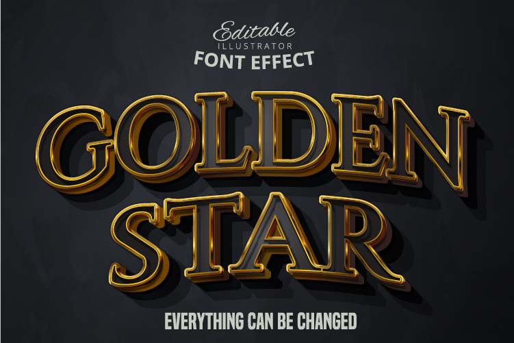 20 Golden illustrator editable text effects bundle
