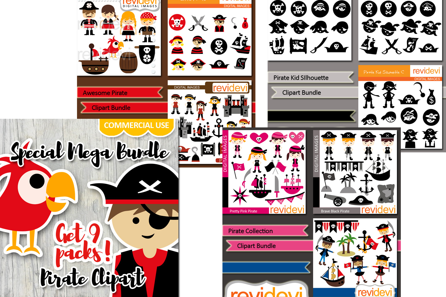 Pirate graphics and illustrations big bundle