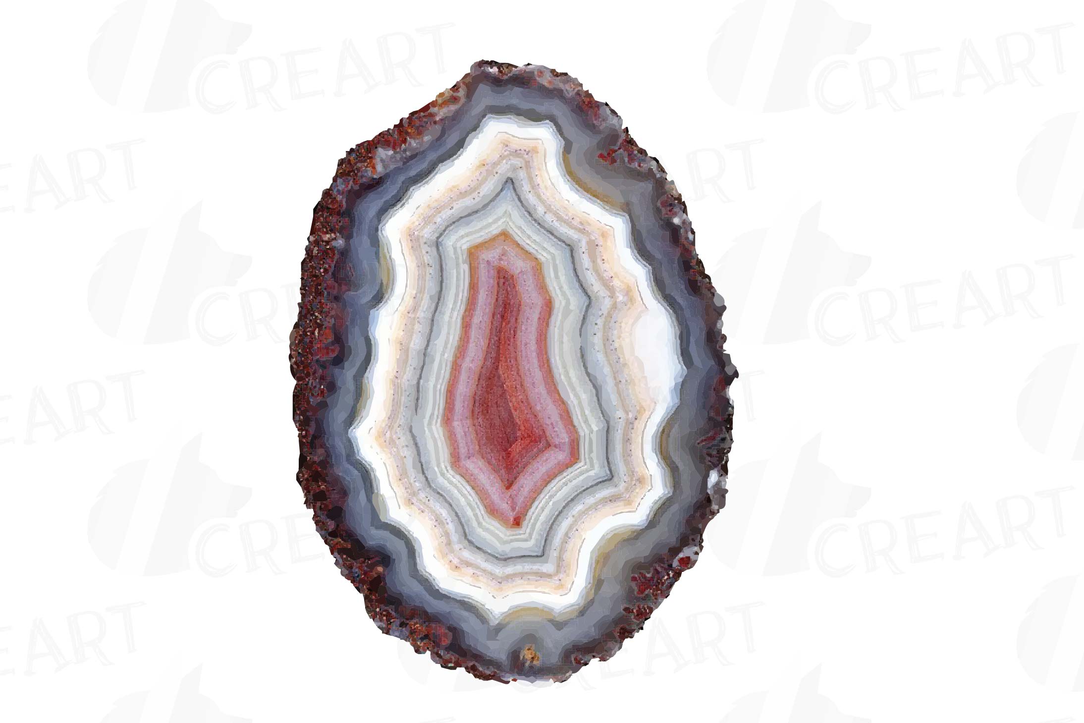 Agate slice watercolor, mineral agate slice clip art (106479 ...