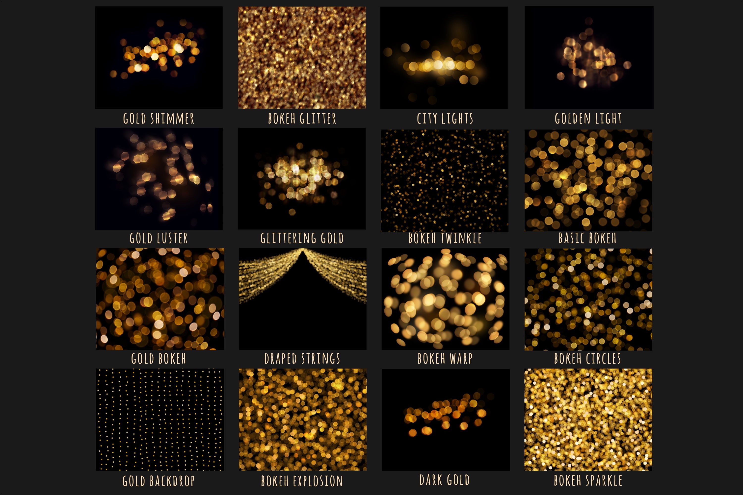 Gold bokeh overlays