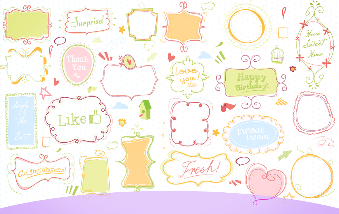 cute doodle clip art pack white/colored (48418) | Icons | Design Bundles