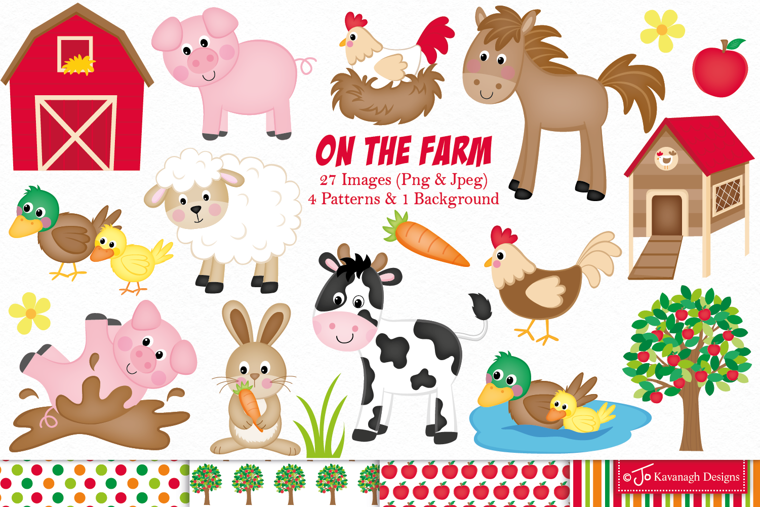 Farm clipart, Farm animals graphics & illustrations -C11 (76286 ...