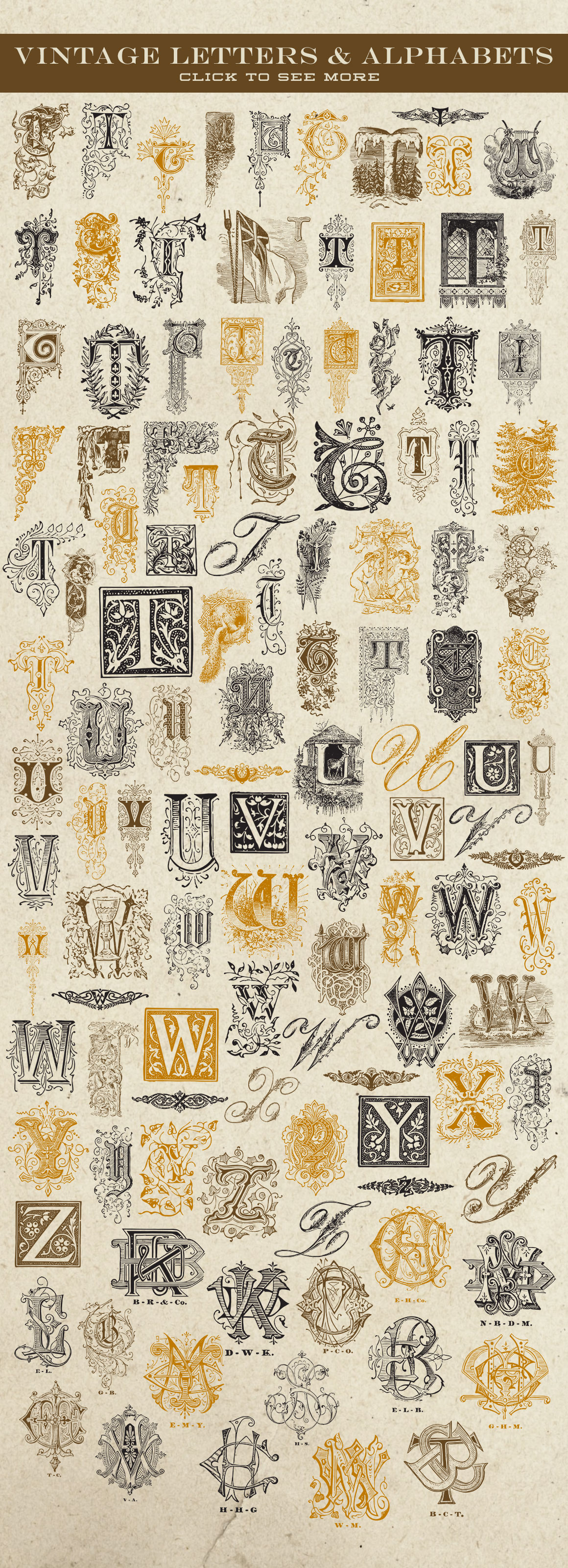 Vintage Vector Letters & Monograms