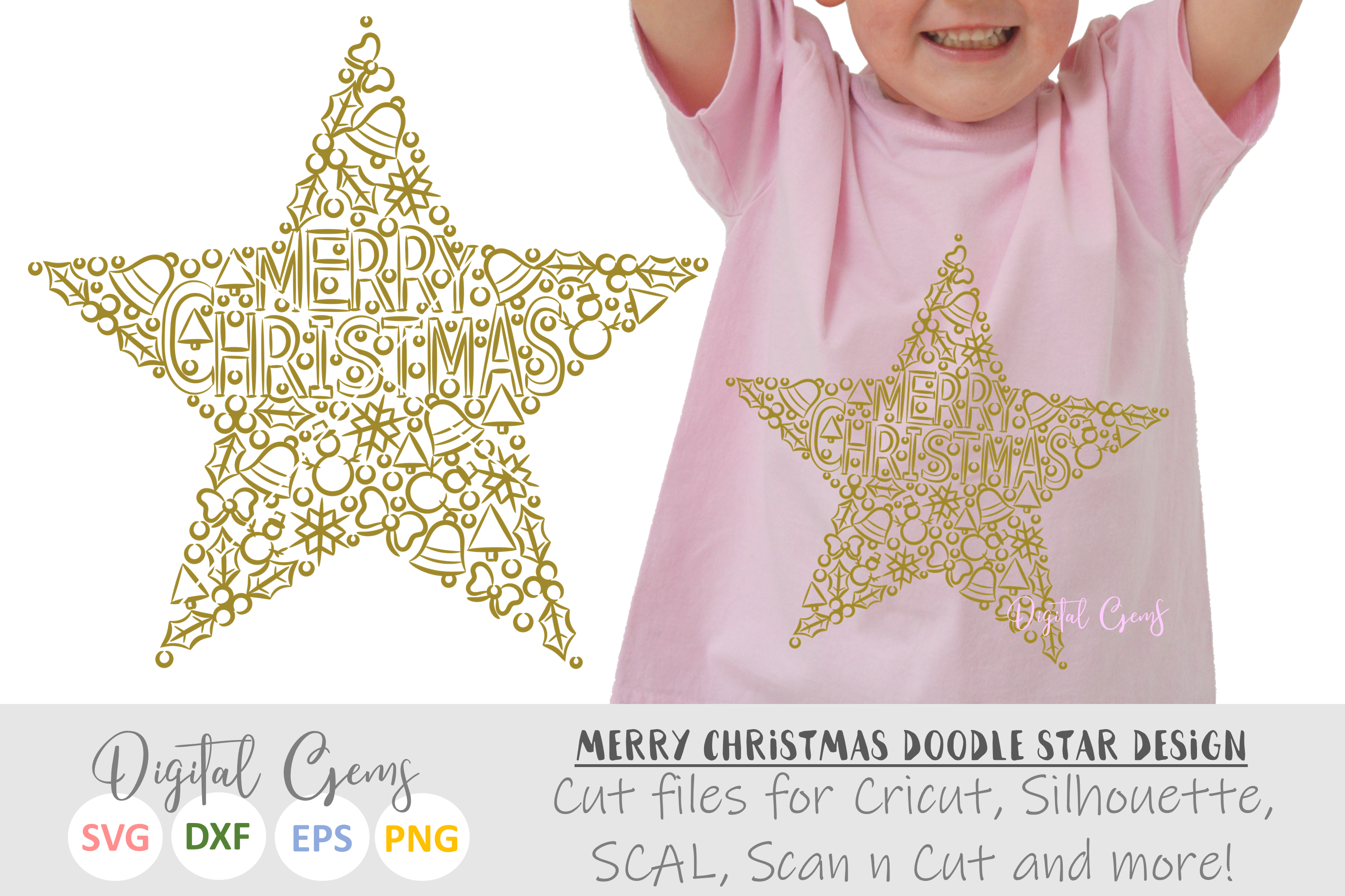Doodle Merry Christmas Star SVG / DXF / EPS / PNG files (138528) | SVGs ...