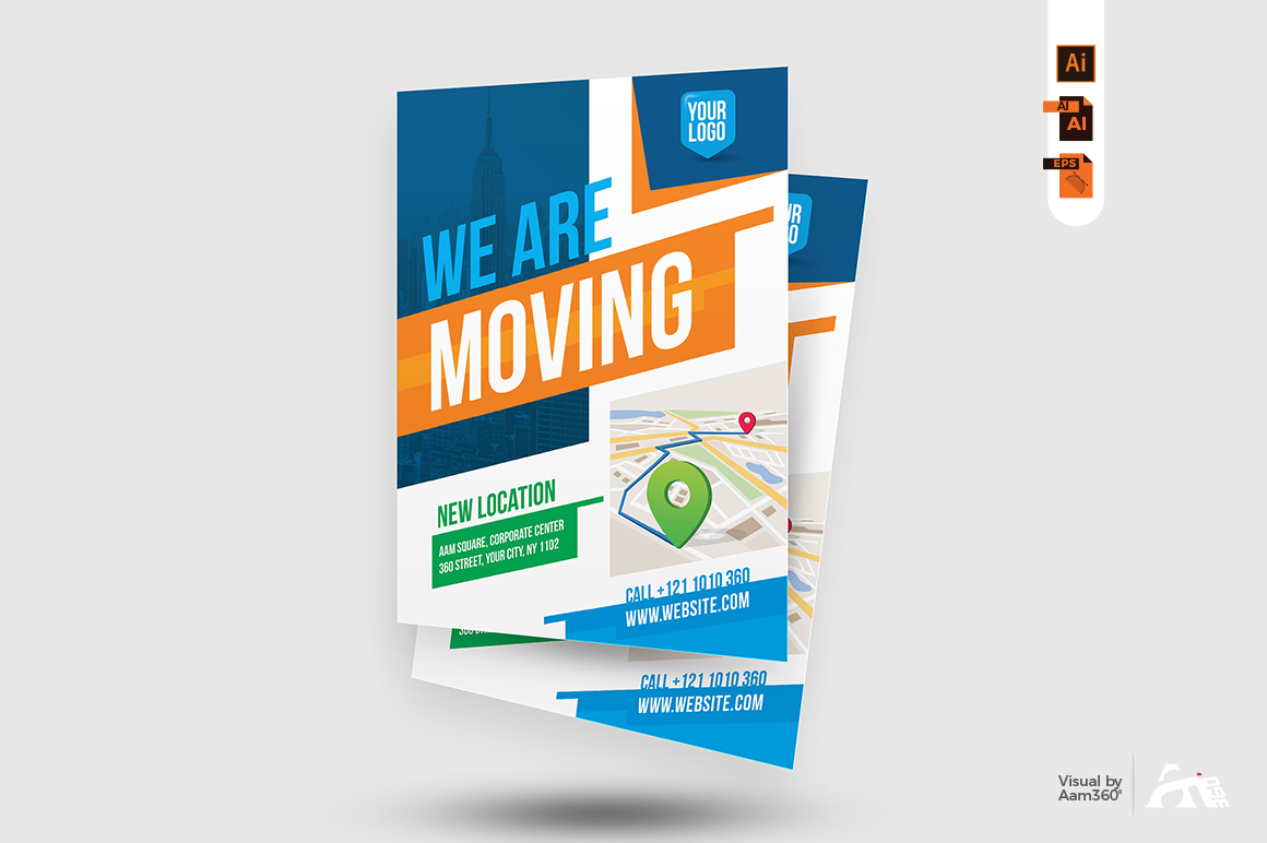 We Are Here Moving Announcement Flyer Template (372355) | Flyers ...
