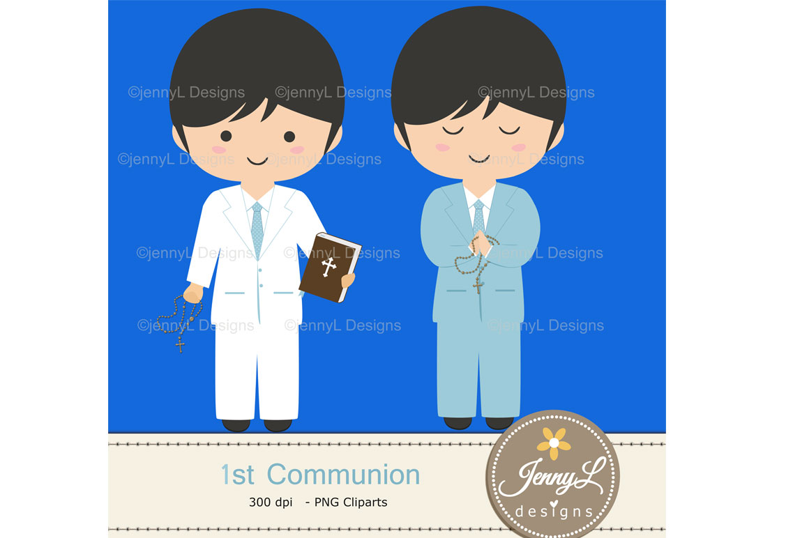 1st Communion Confirmation Boy Digital Papers and Bible Clip (277264 ...