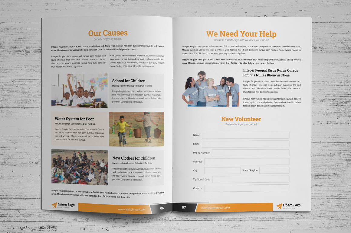 Charity Volunteer Donation Brochure (161433) | Brochures | Design Bundles