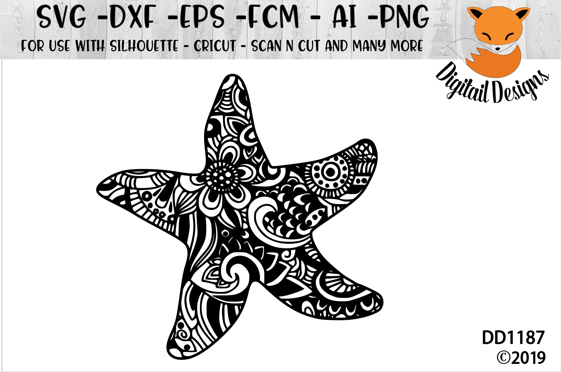 Zentangle Starfish for Silhouette - Cricut - Scan N Cut