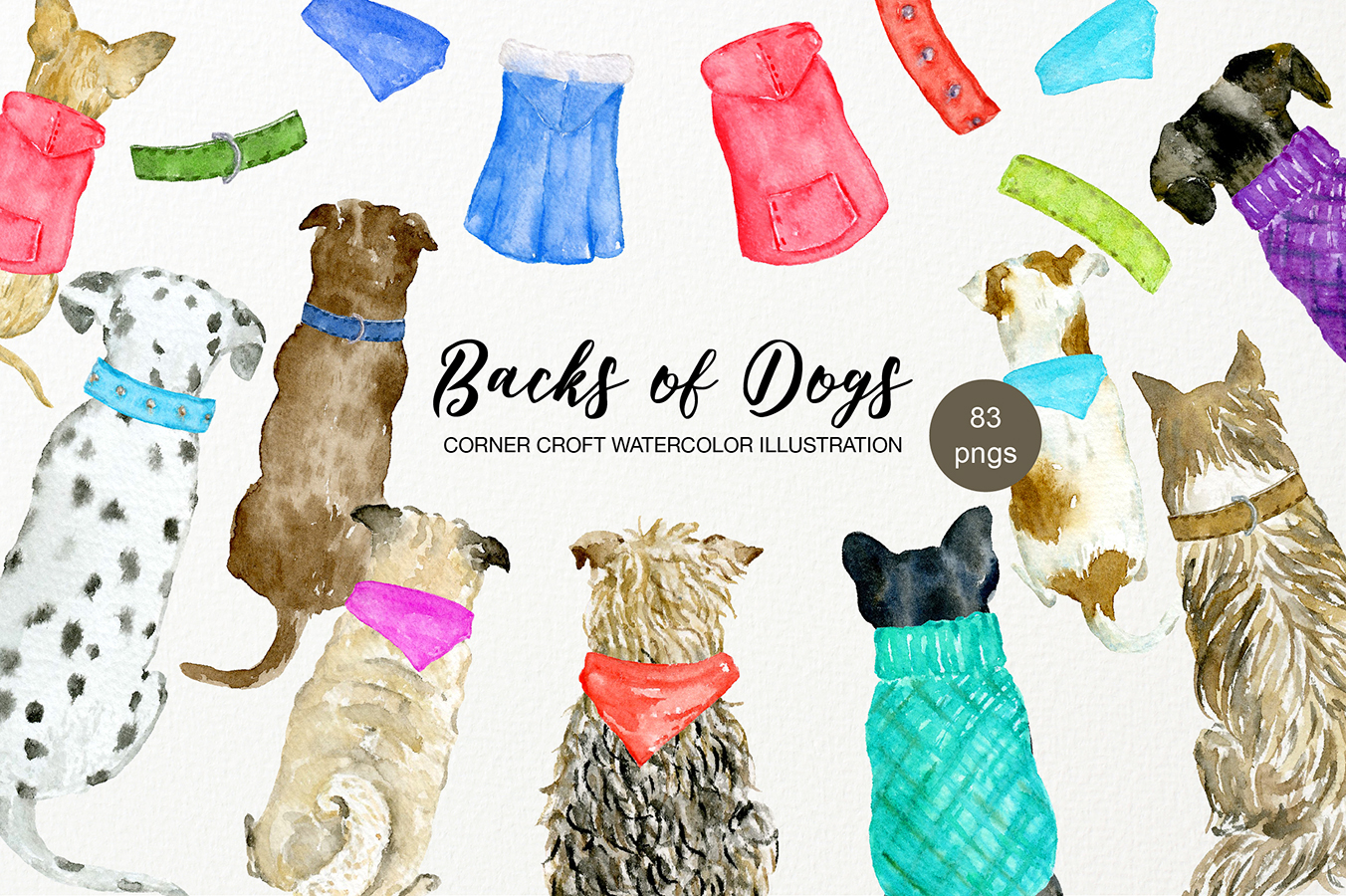 Backs of Dogs Clipart