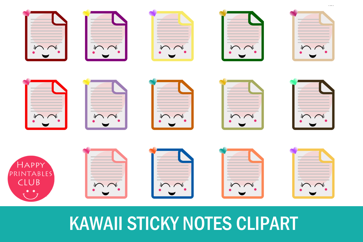 40 Kawaii Sticky Notes Clipart- Post It Notes Clipart Images (156757 ...