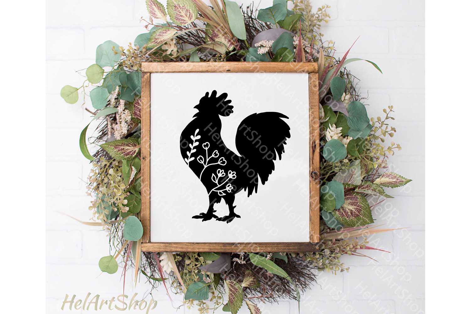 Floral Rooster svg, Farm svg, Farm animals svg