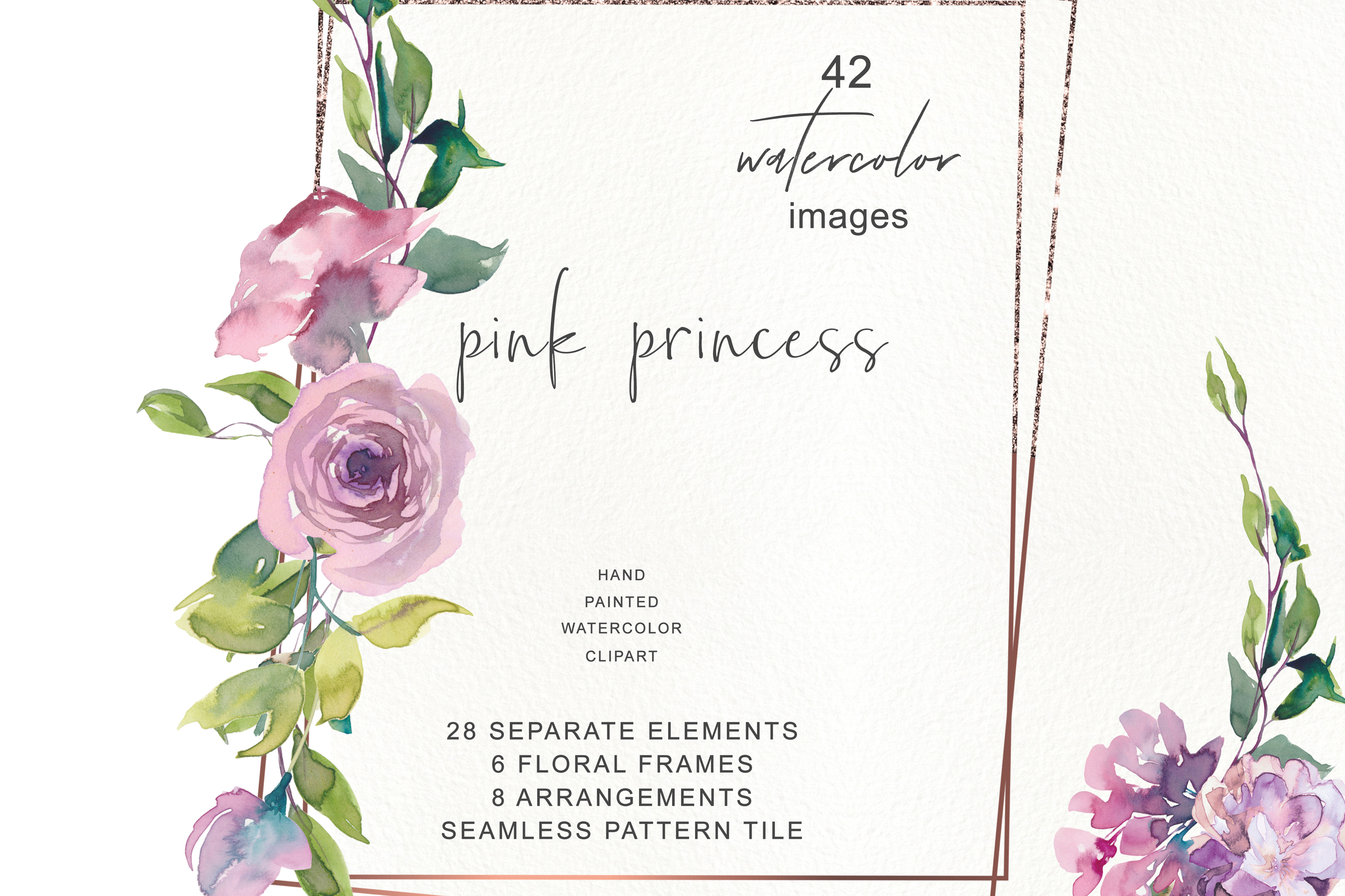Watercolor Mauve Rose Clipart - Floral Frame Collection (167480 ...