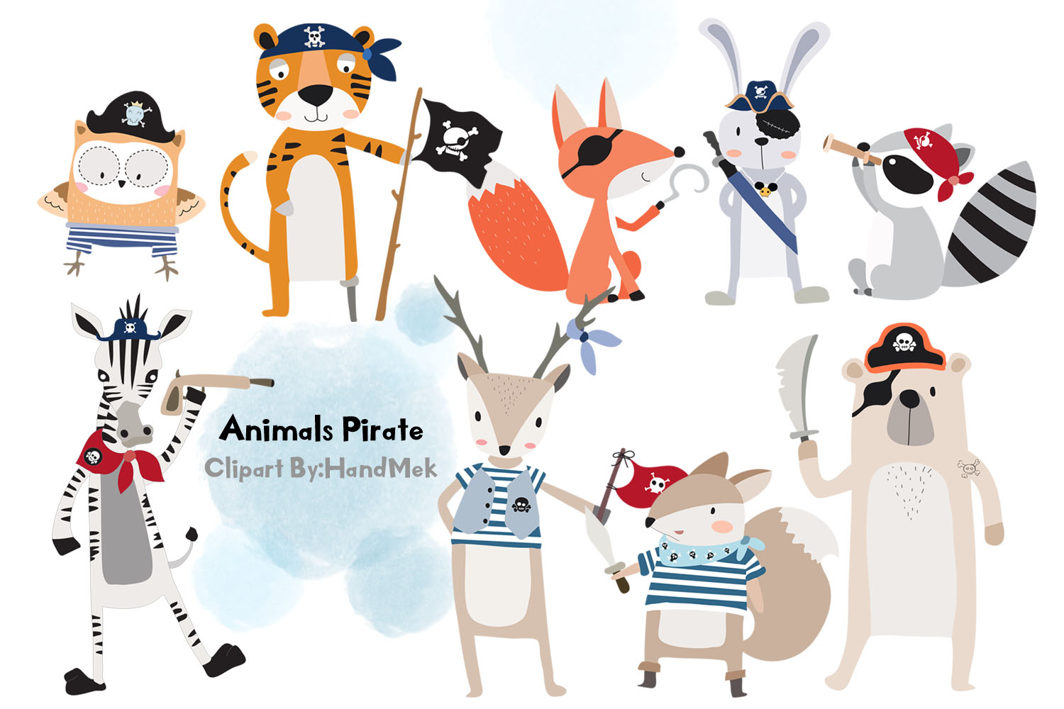 Animals Pirate clipart. (80334) | Illustrations | Design Bundles