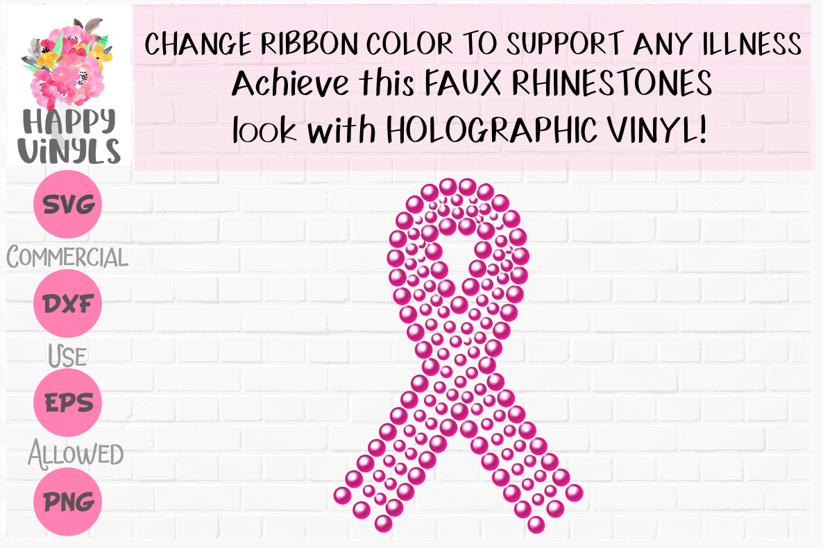 Awareness Ribbon SVG Faux Rhinestone Bling SVG Happy Vinyls (141781 ...