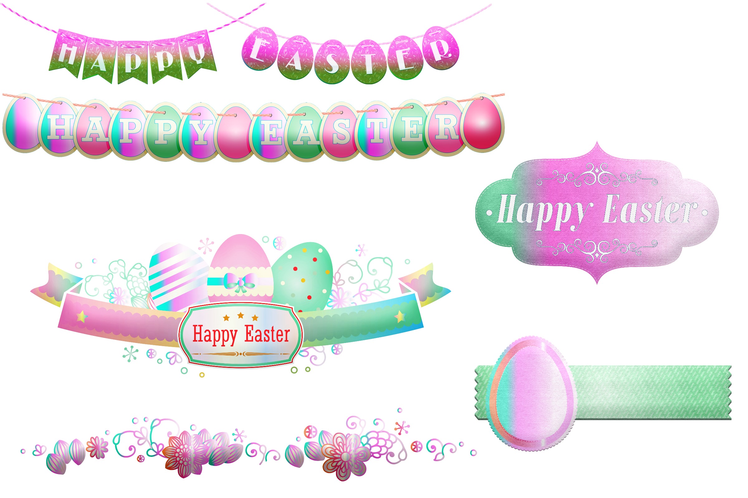 Easter Pastel Colors Clip Art