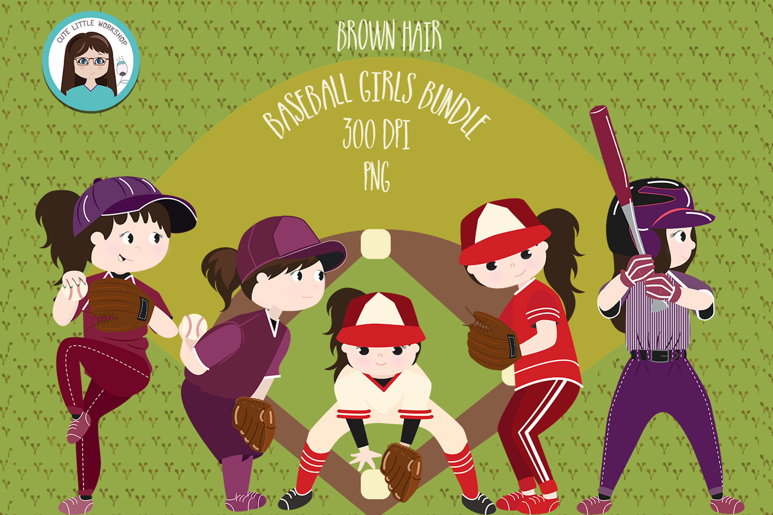 Baseball girls clipart