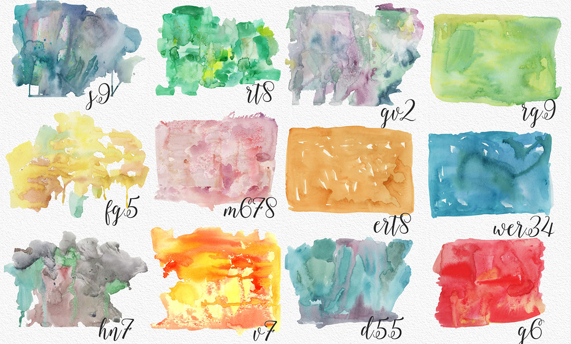 52 Watercolour textures PNG