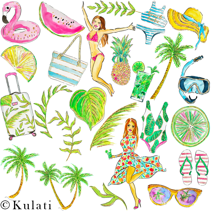 Watercolor Summer Graphics / Clipart