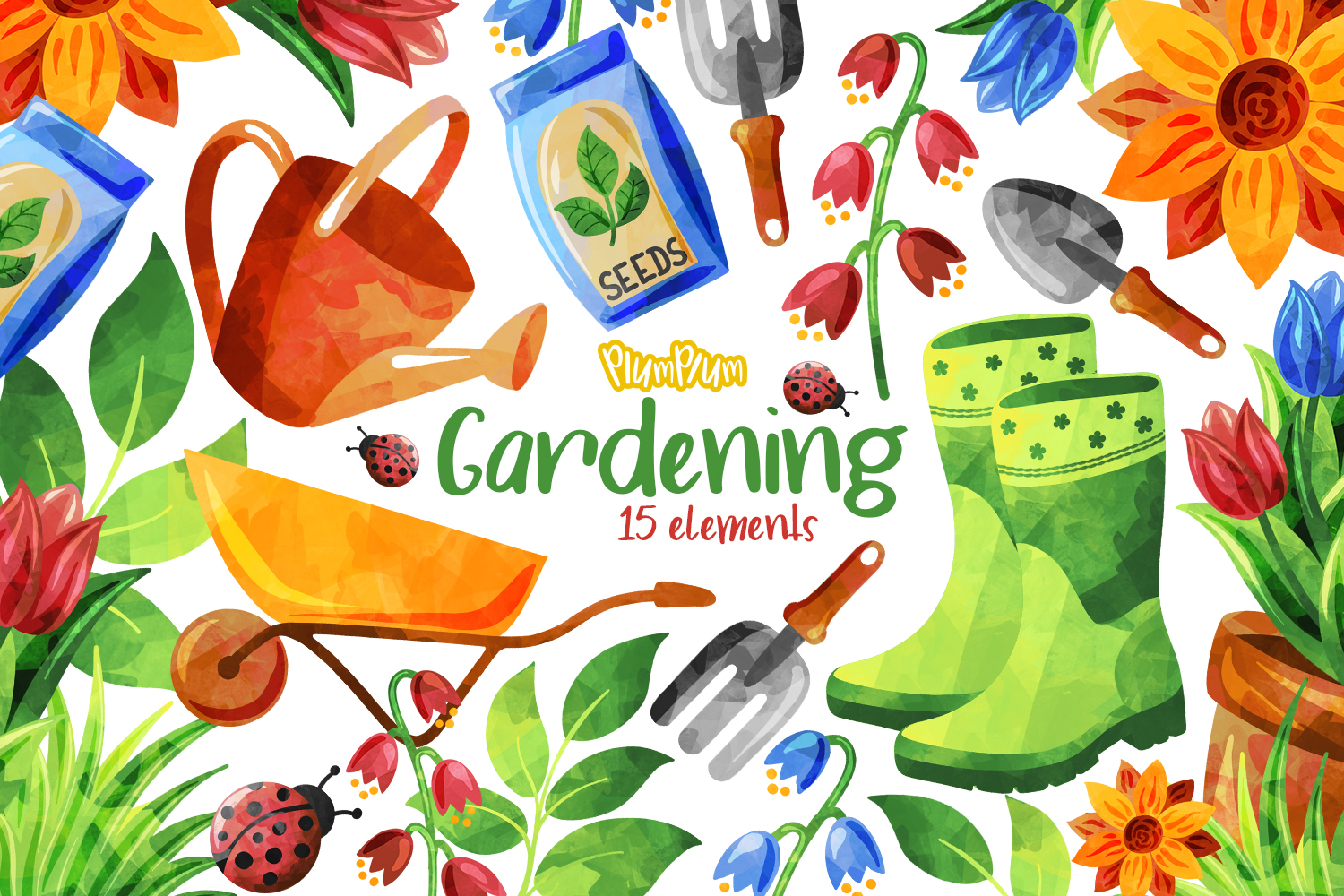 Gardening Watercolor Clipart