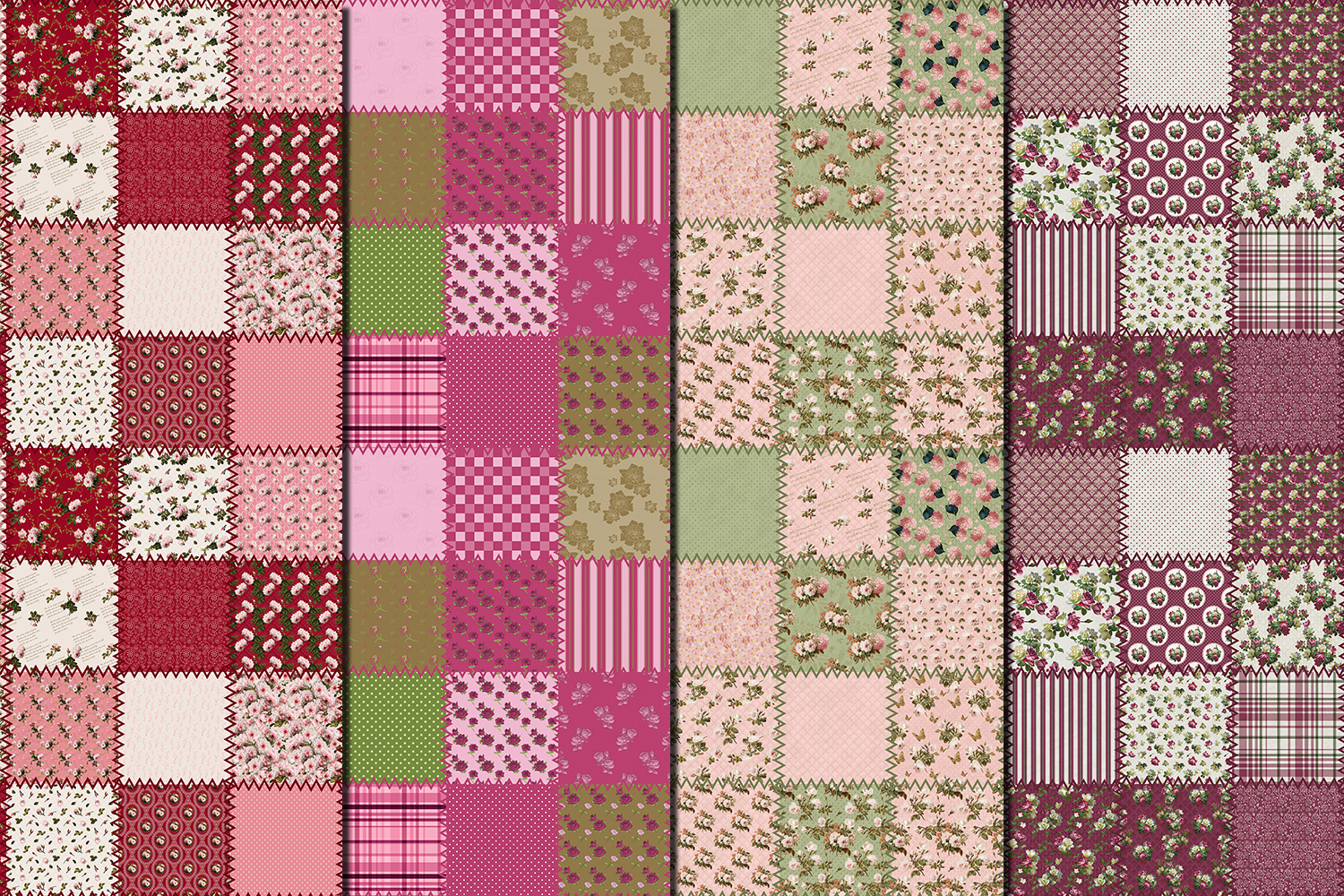 Patchwork seamless patterns (210036) | Patterns | Design Bundles