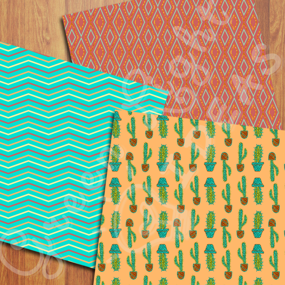 Cactus Digital Papers, Cacti Backgrounds, Southwest Patterns (31725 ...