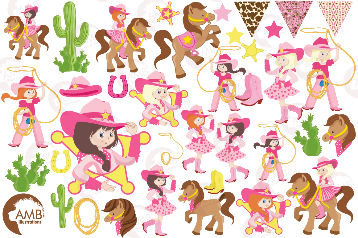 Cowgirl clipart, graphics, illustrations AMB-159 (35378 ...
