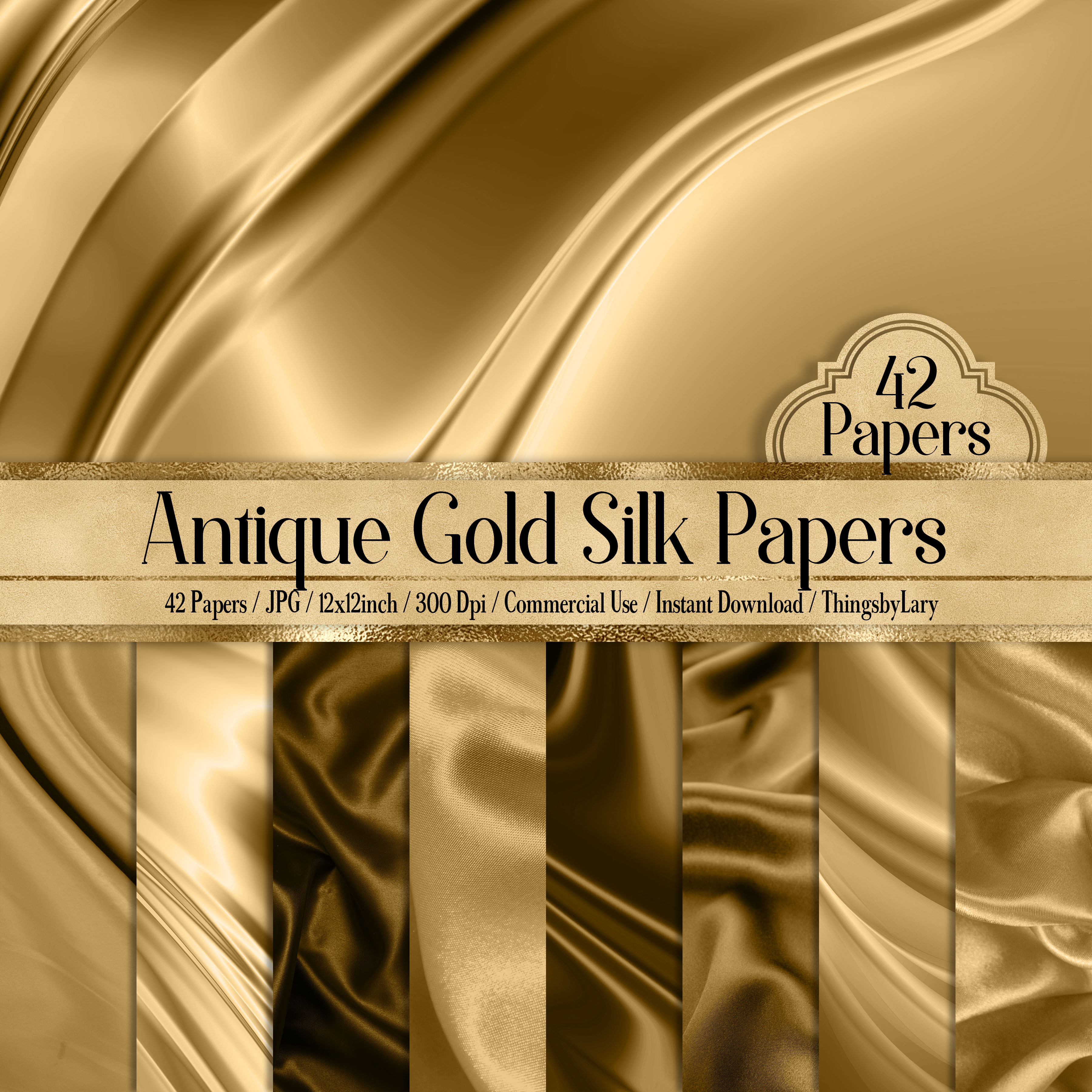 42 Antique Gold Luxury Silk Satin Cloth Papers