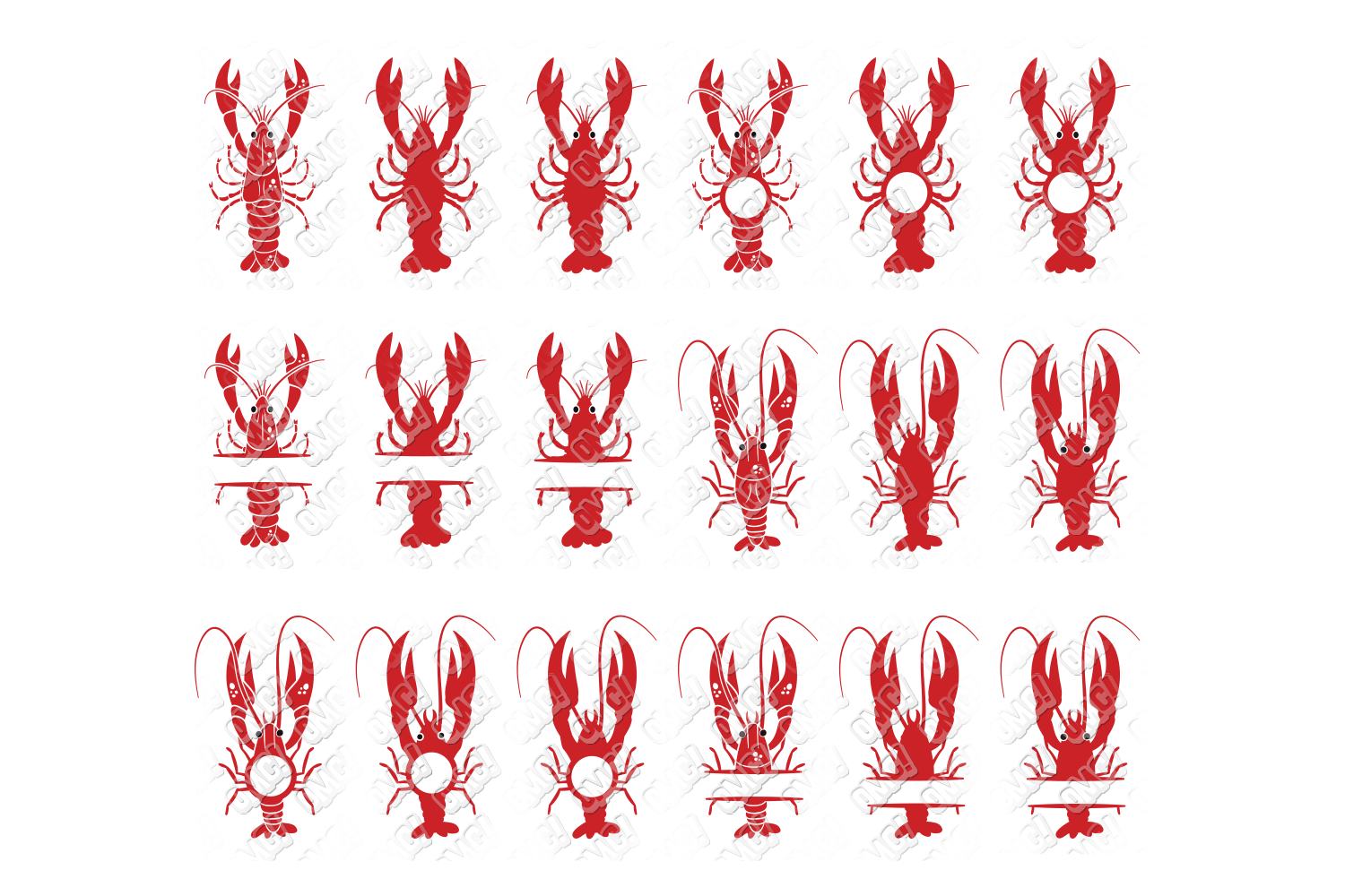 Crawfish SVG Bundle Monogram in SVG, DXF, PNG, EPS, JPG (185504) | Cut ...