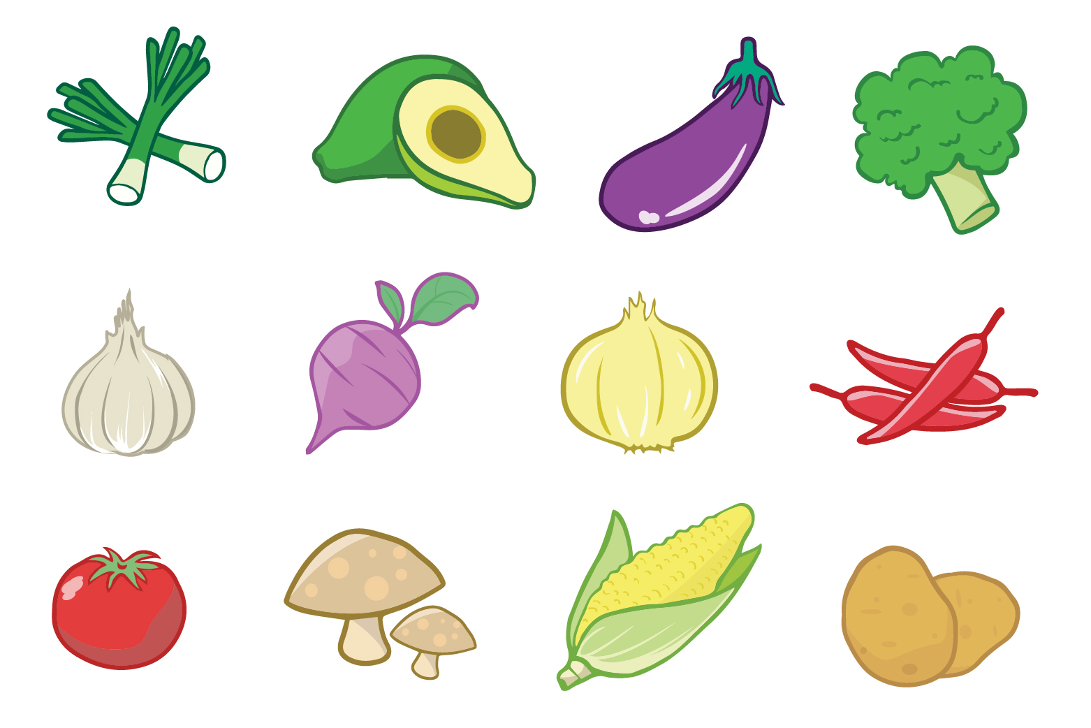 Vegetables vector set