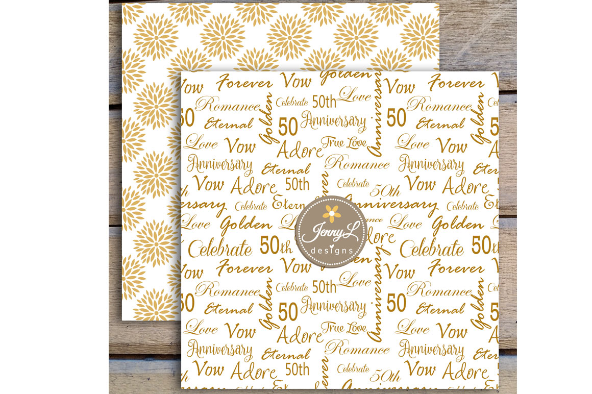 50th Golden Wedding Anniversary Digital Papers (80212) | Backgrounds ...