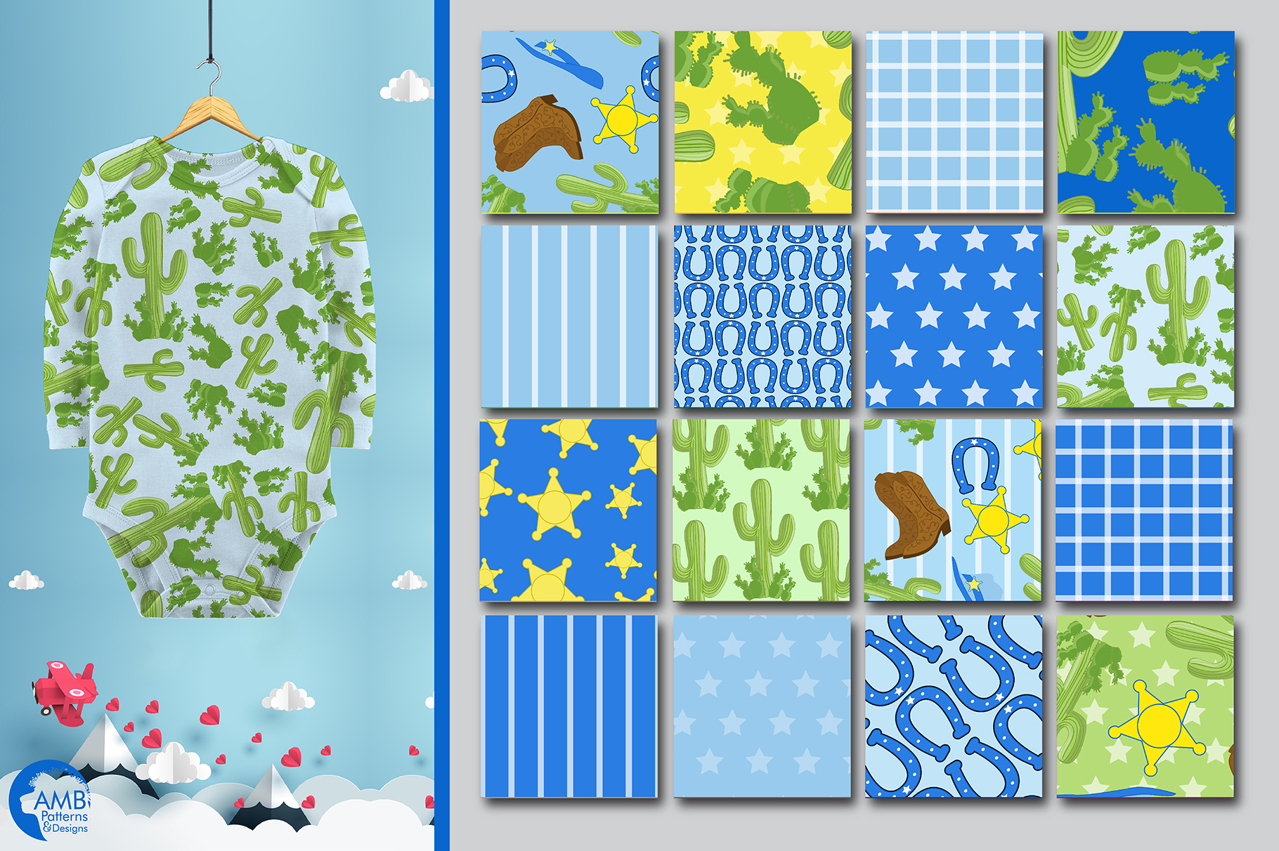 Cowboy Blue patterns, Cowboy papers AMB-185 (109940) | Patterns ...