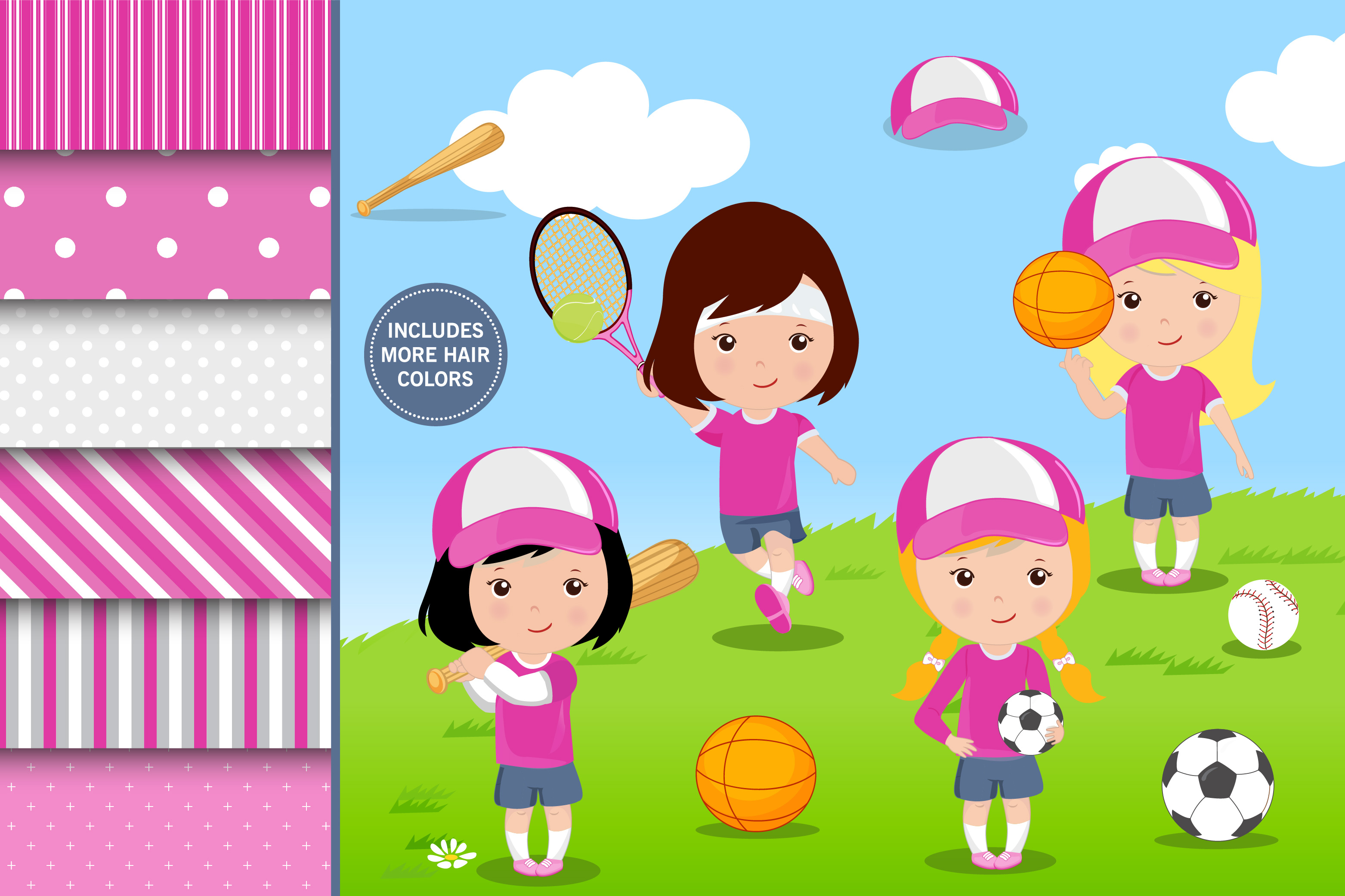 Sport girl illustrations, Sport girl graphics (25105) | Illustrations ...