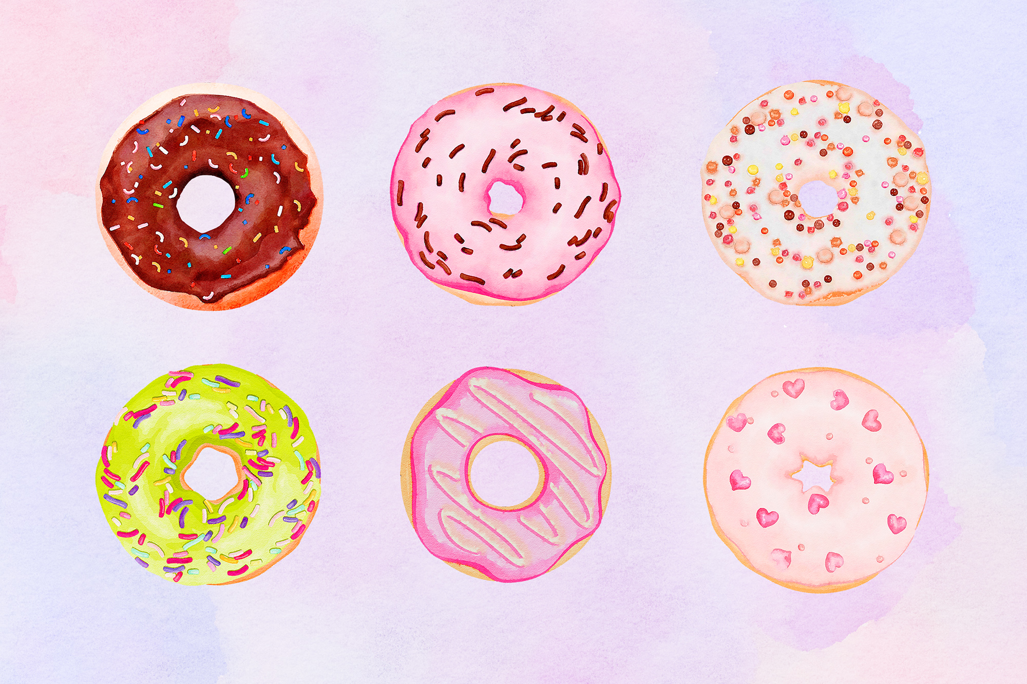 Watercolor Donuts Clipart