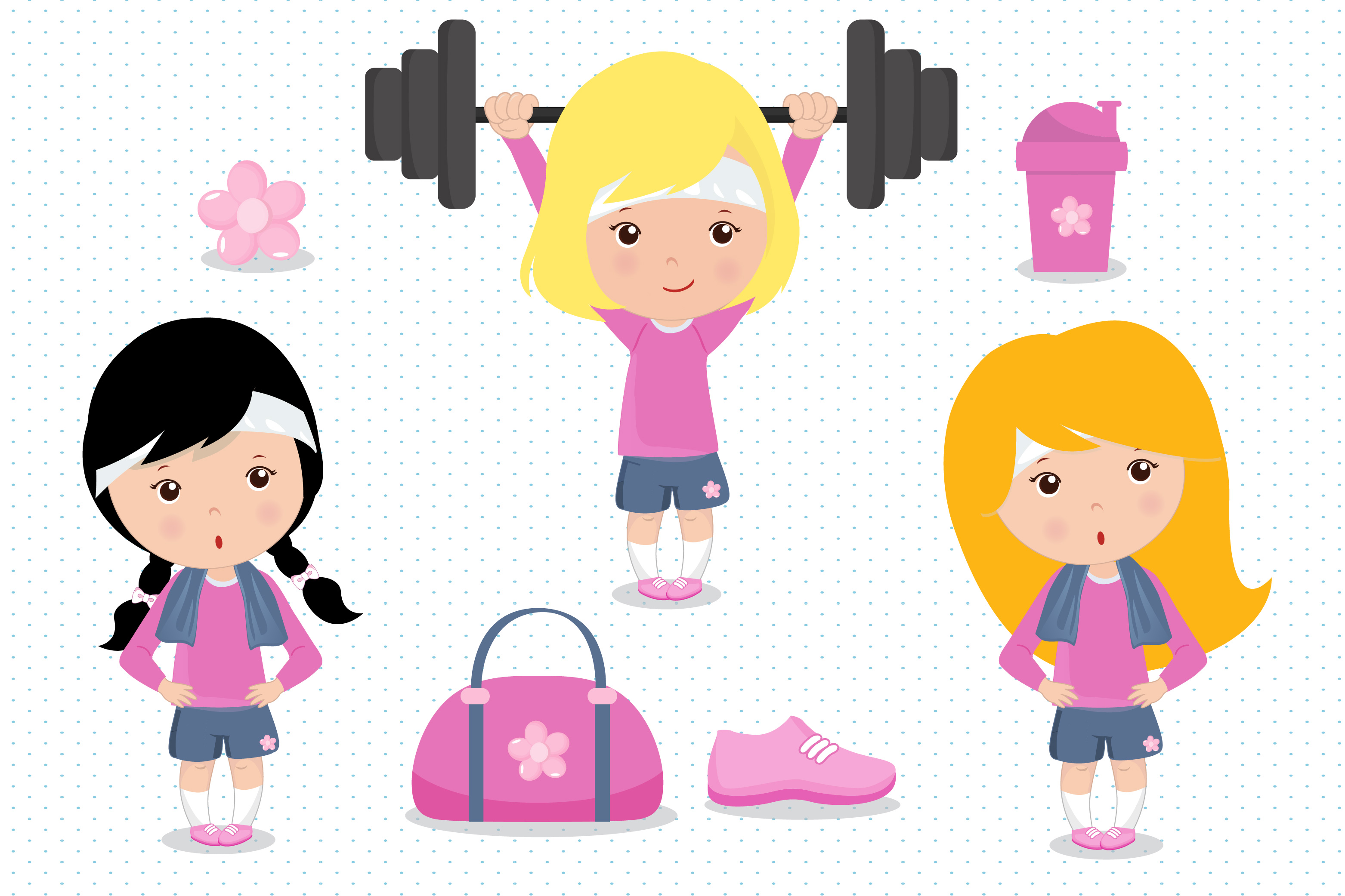 Fitness girl illustrations, Fitness girl graphics (25106 ...