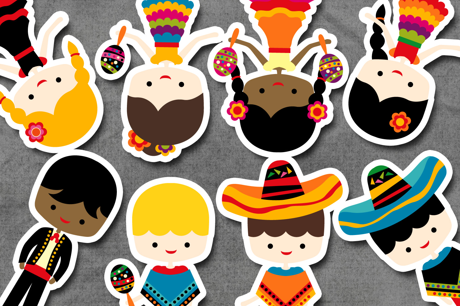 Cinco de mayo kids graphic illustration / Mexican boys girls (82955 ...